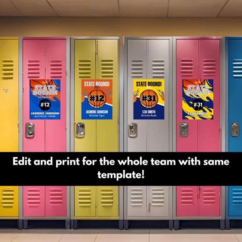 Printable Basketball State Bound Playoffs Editable Locker Sign Hotel ...