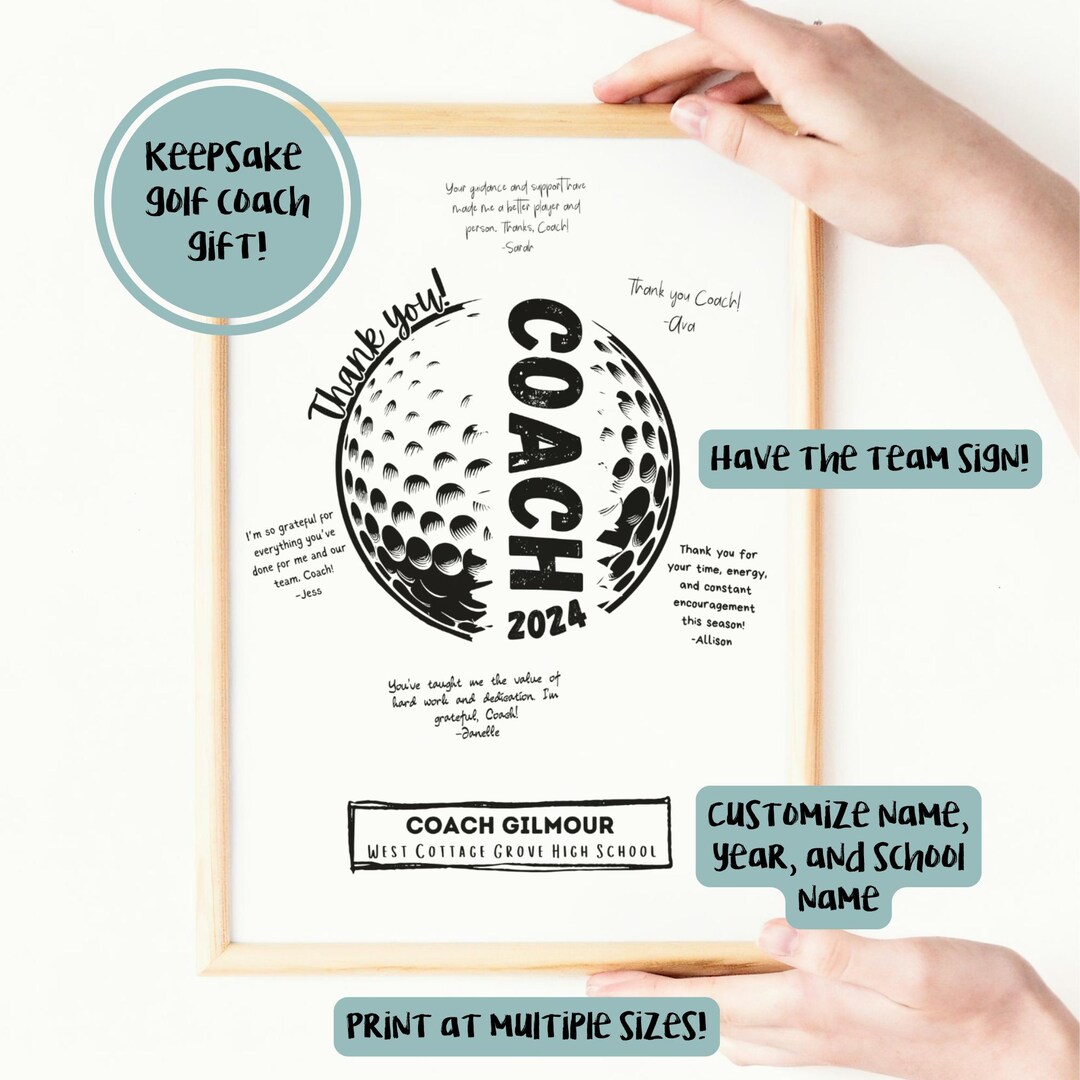 Custom Printable Coach Gift Golf Poster for Signatures Team Thank You ...