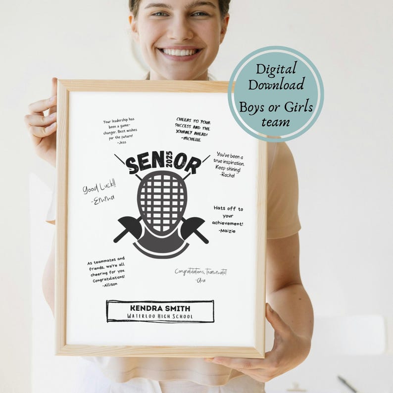 Custom Printable Senior Gift Fencing Poster for Signatures | End of ...