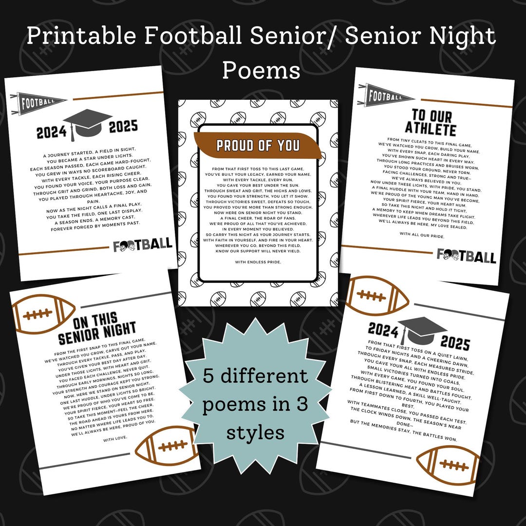 Printable Football Senior Night Gift Poem, Senior Night Letter From Mom ...