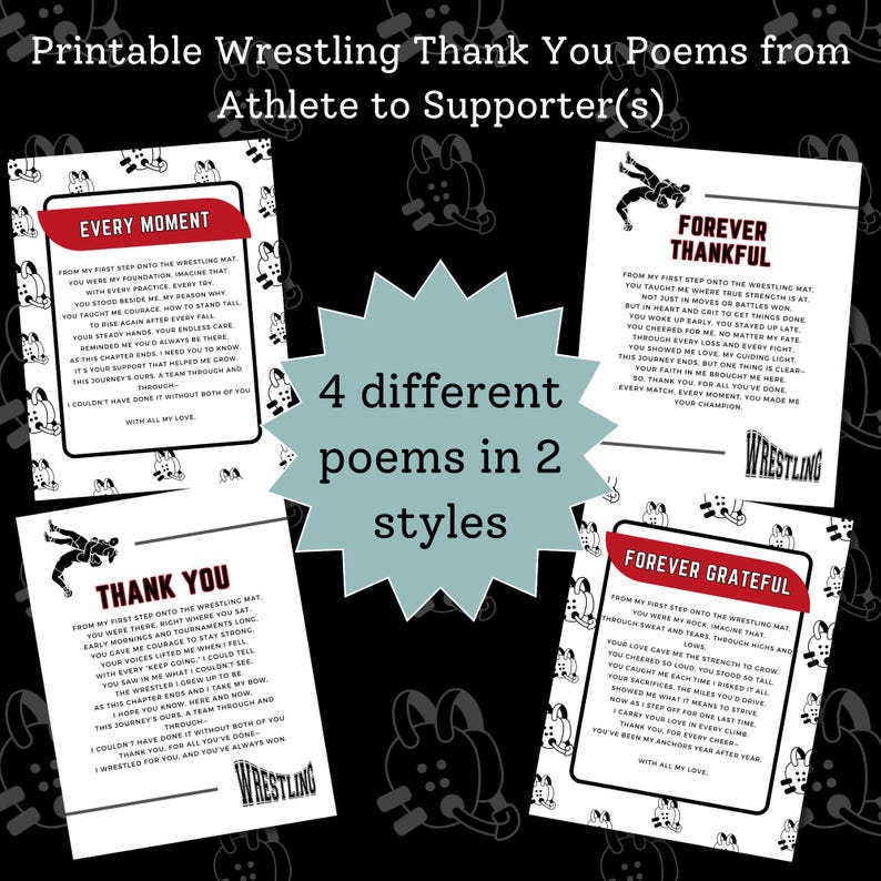 Printable Senior Night Wrestler Thank You Poems Gift to Parents ...