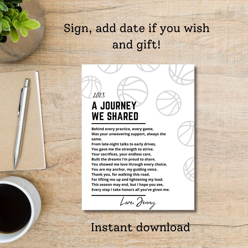 Printable Basketball Parents Night Thank You Poems, End of Season ...