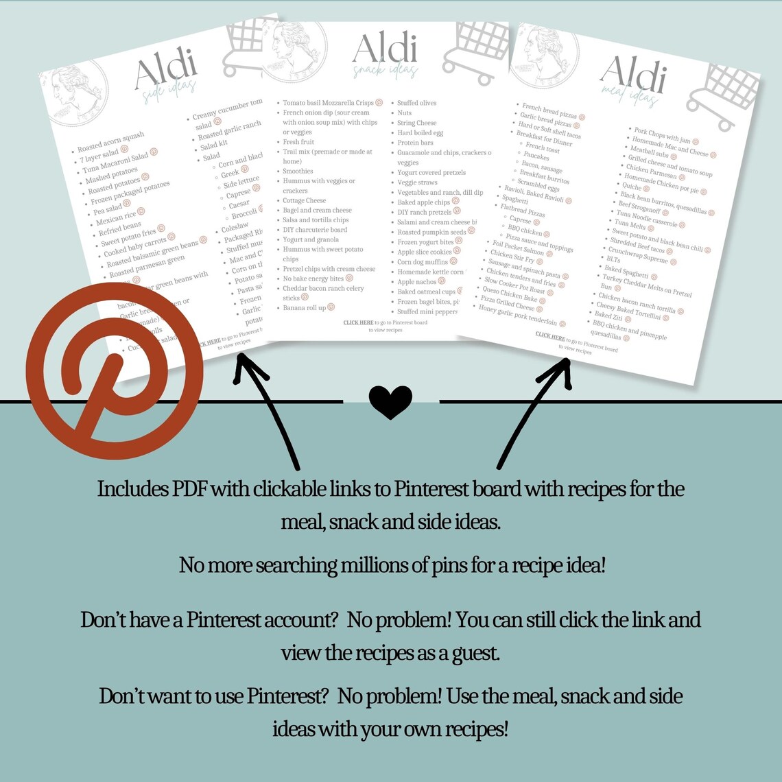 Printable Aldi Weekly Meal Planner and Prep, Easy and Quick Family Meal ...