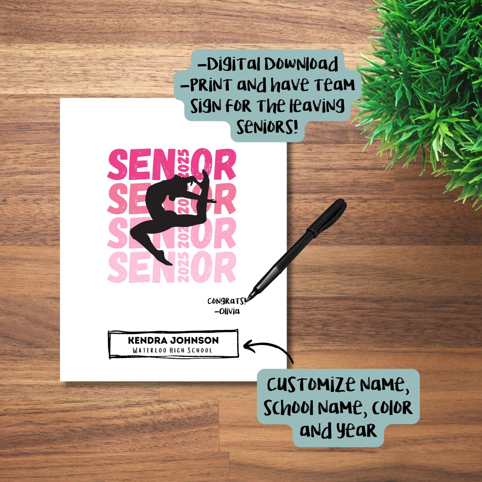 Custom Printable Senior Gift Gymnastics Poster for Signatures | End of ...