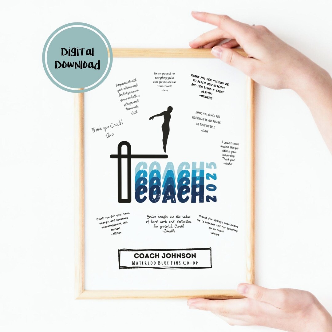 Custom Printable Dive Team Swim Coach Gift Poster for Signatures | Team ...