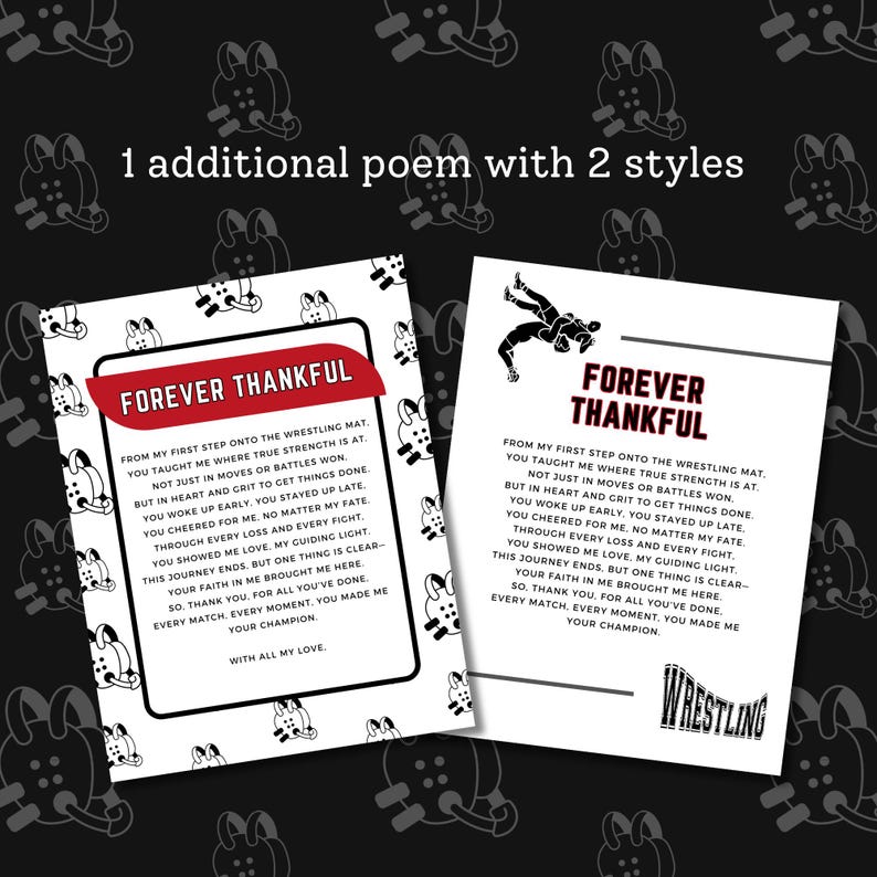 Printable Senior Night Wrestler Thank You Poems Gift to Parents ...
