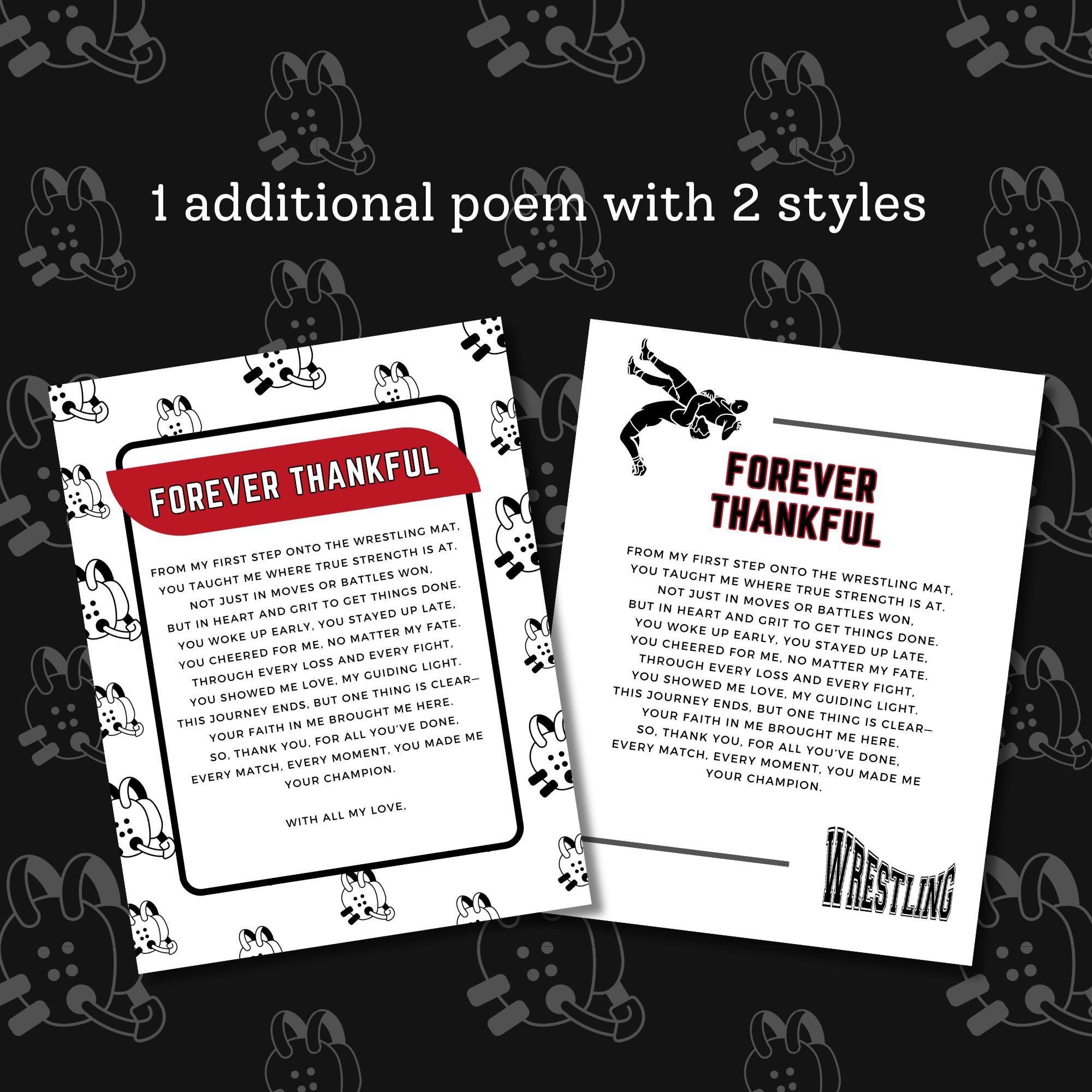 Printable Senior Night Wrestler Thank You Poems Gift to Parents ...