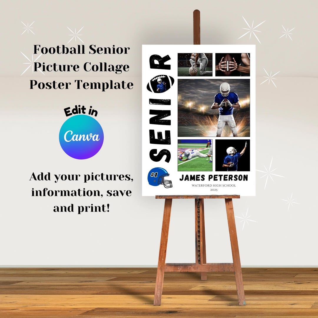 Football Senior Night Photo Collage Poster Canva Template, Senior Night ...