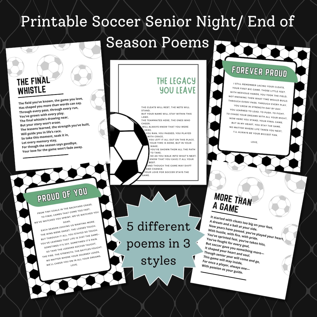 Printable Soccer Senior Night Gift Poems, Senior Night Letters From Mom ...