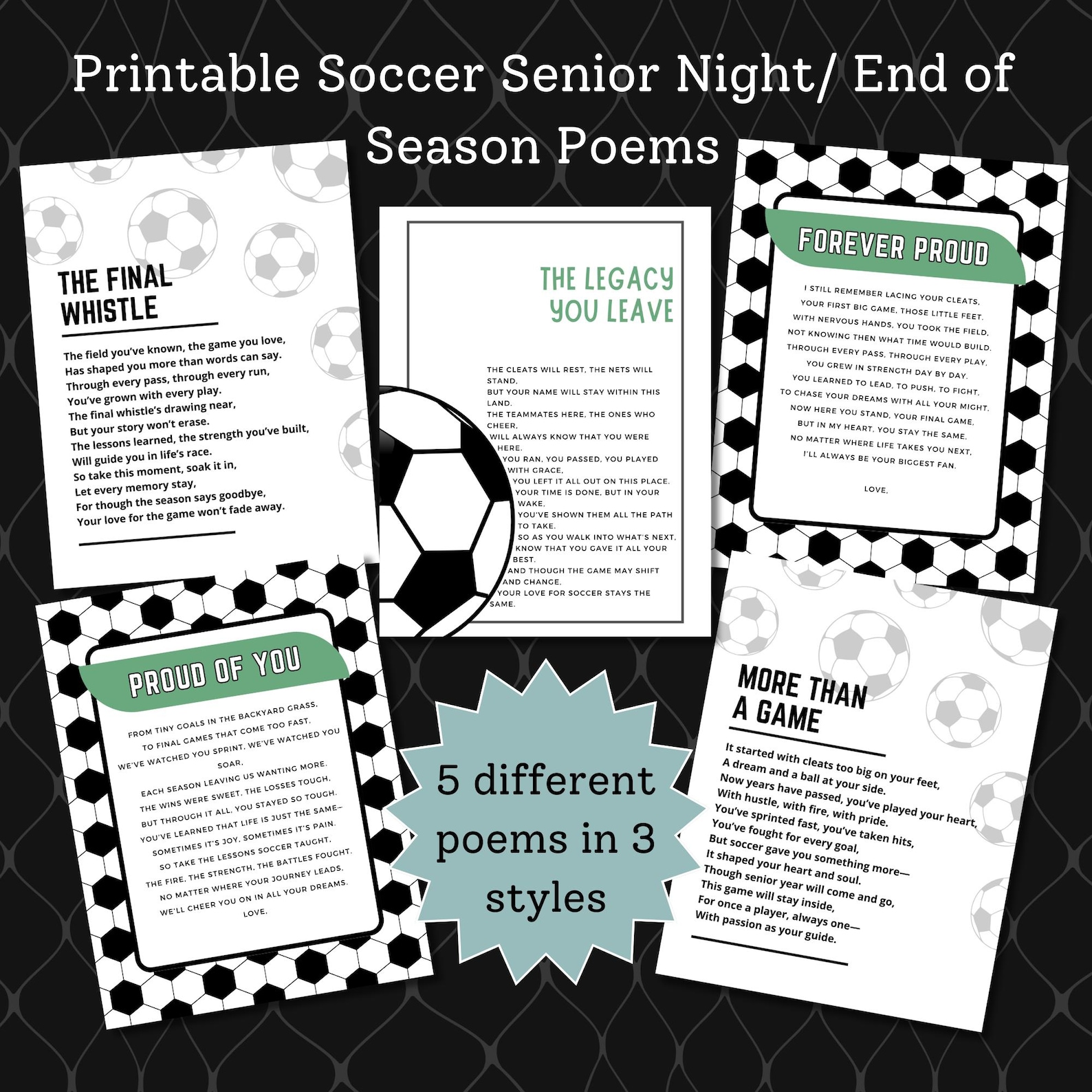 Printable Soccer Senior Night Gift Poems, Senior Night Letters From Mom ...
