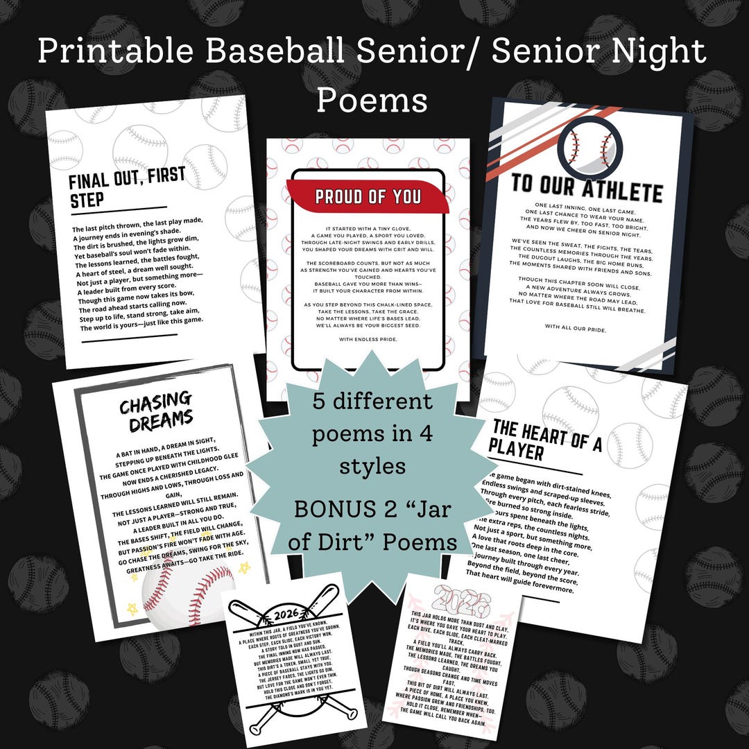 Printable Baseball Senior Night Gift Poems, Senior Night Letters From ...