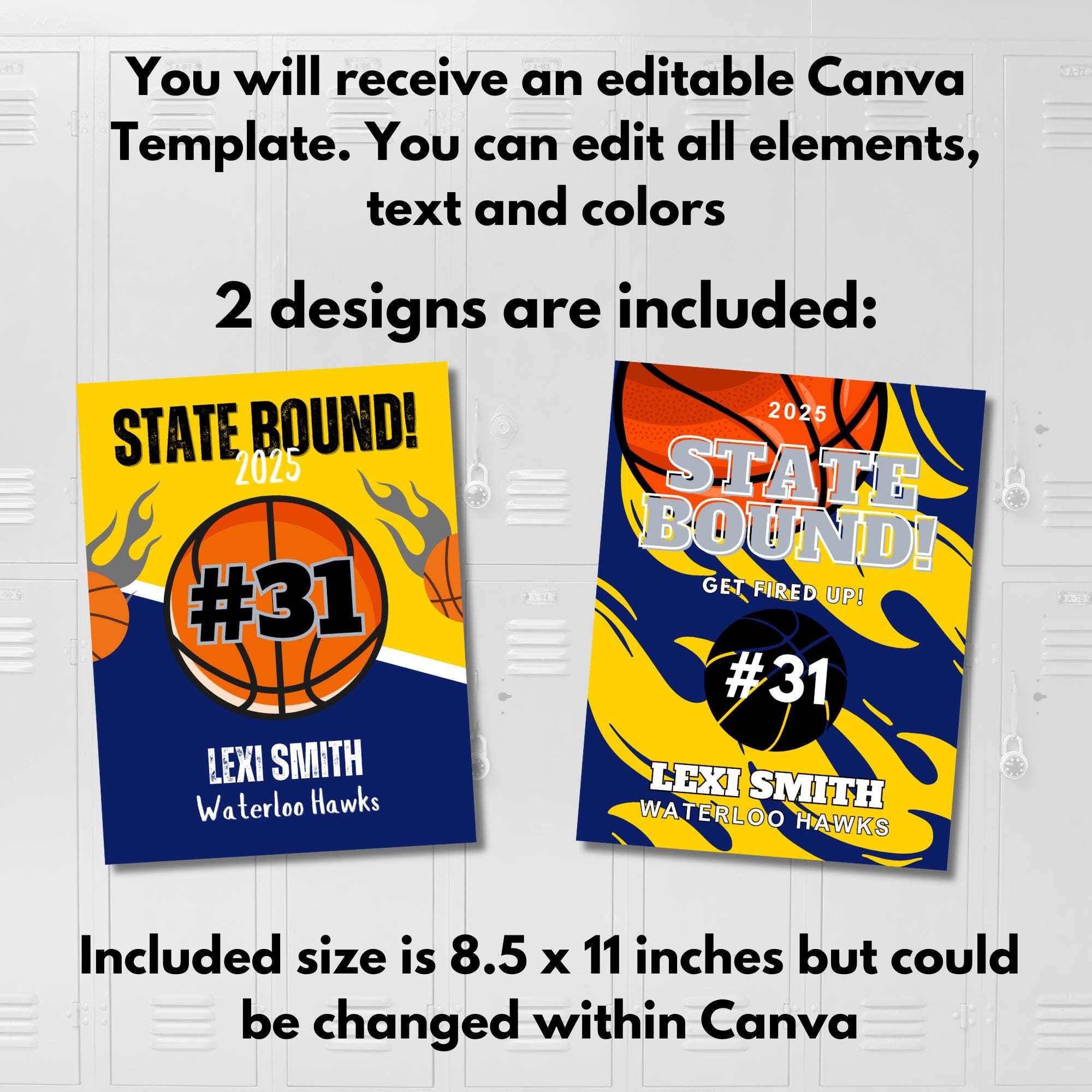 Printable Basketball State Bound Playoffs Editable Locker Sign Hotel ...