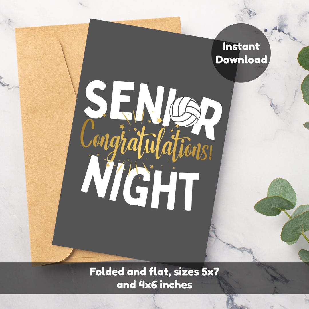 Printable Volleyball Senior Night Congratulations Card, Foldable and ...