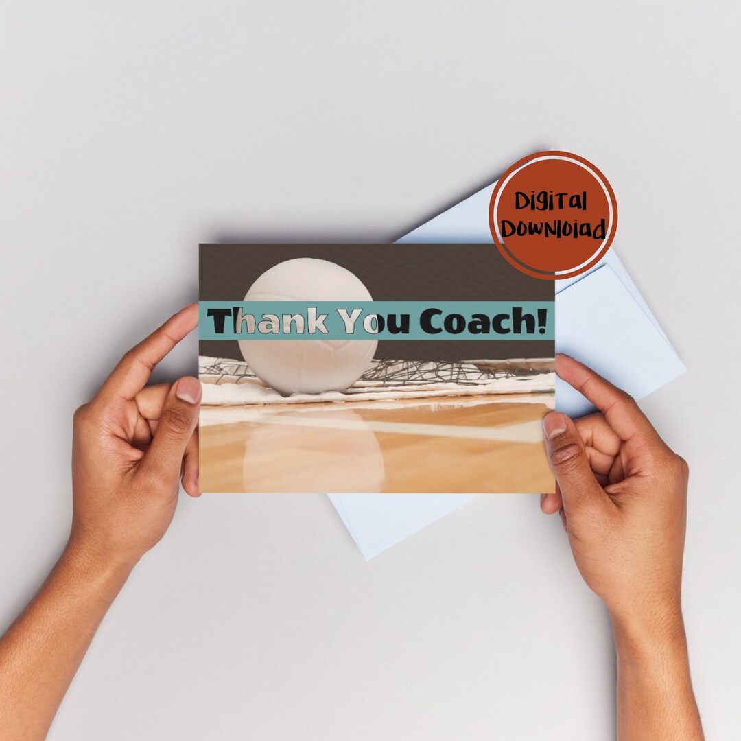 Printable Volleyball Coach Thank You Card - Digital Download, Instant ...