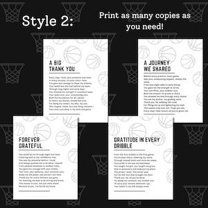 Printable Basketball Parents Night Thank You Poems, End of Season ...
