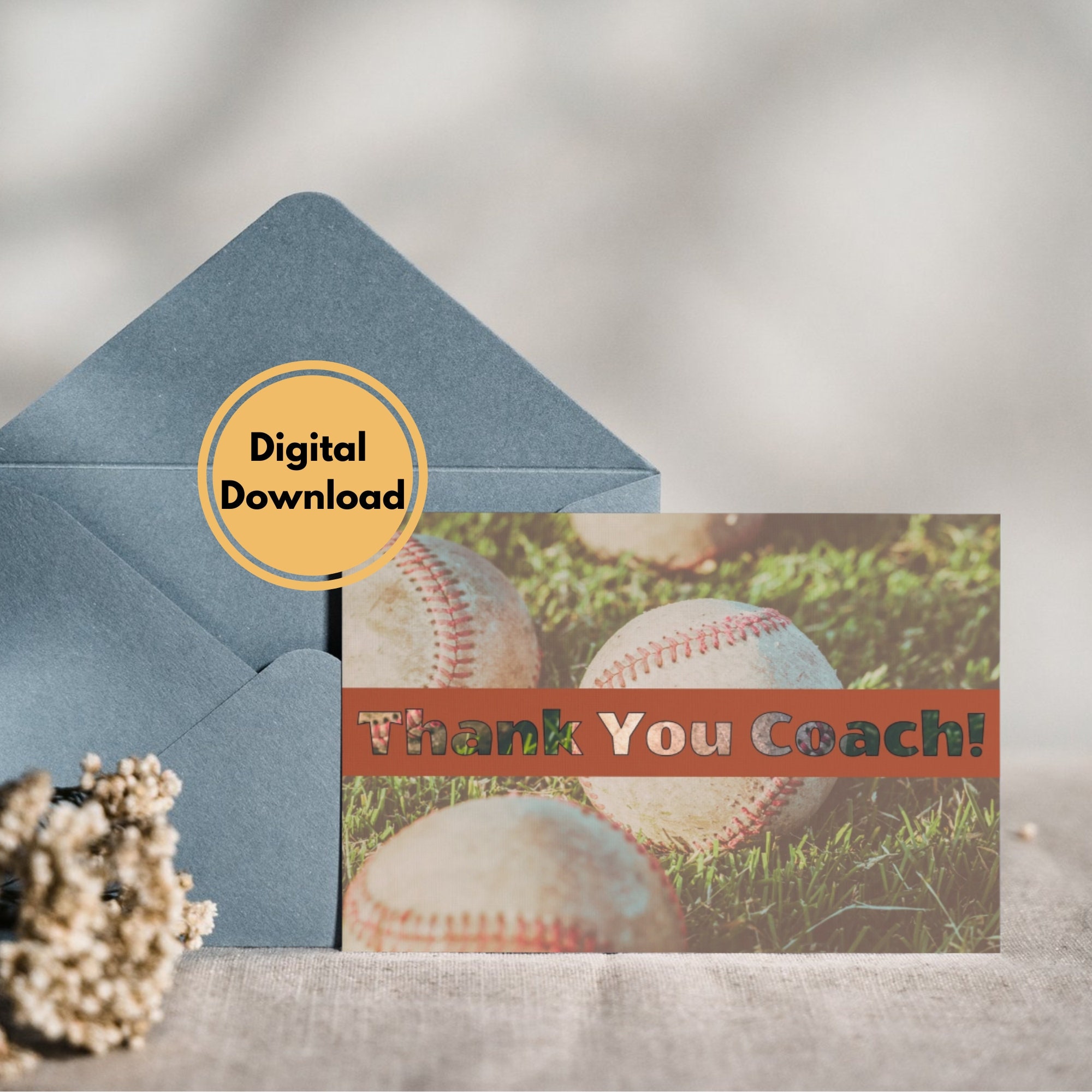 Printable Baseball Coach Thank You Card, Digital Download, Coach ...
