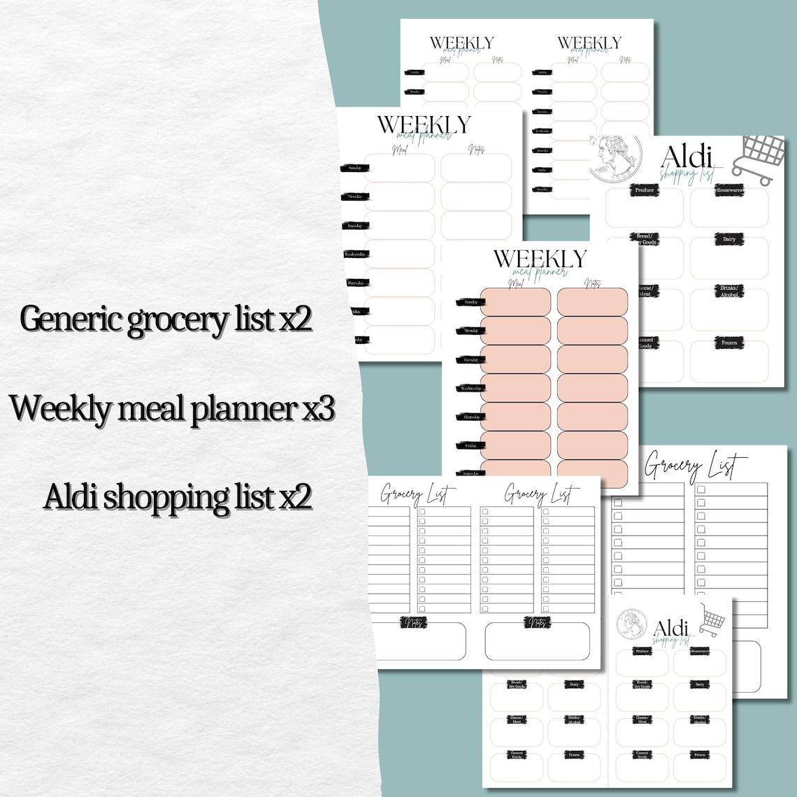 Printable Aldi Weekly Meal Planner and Prep, Easy and Quick Family Meal ...