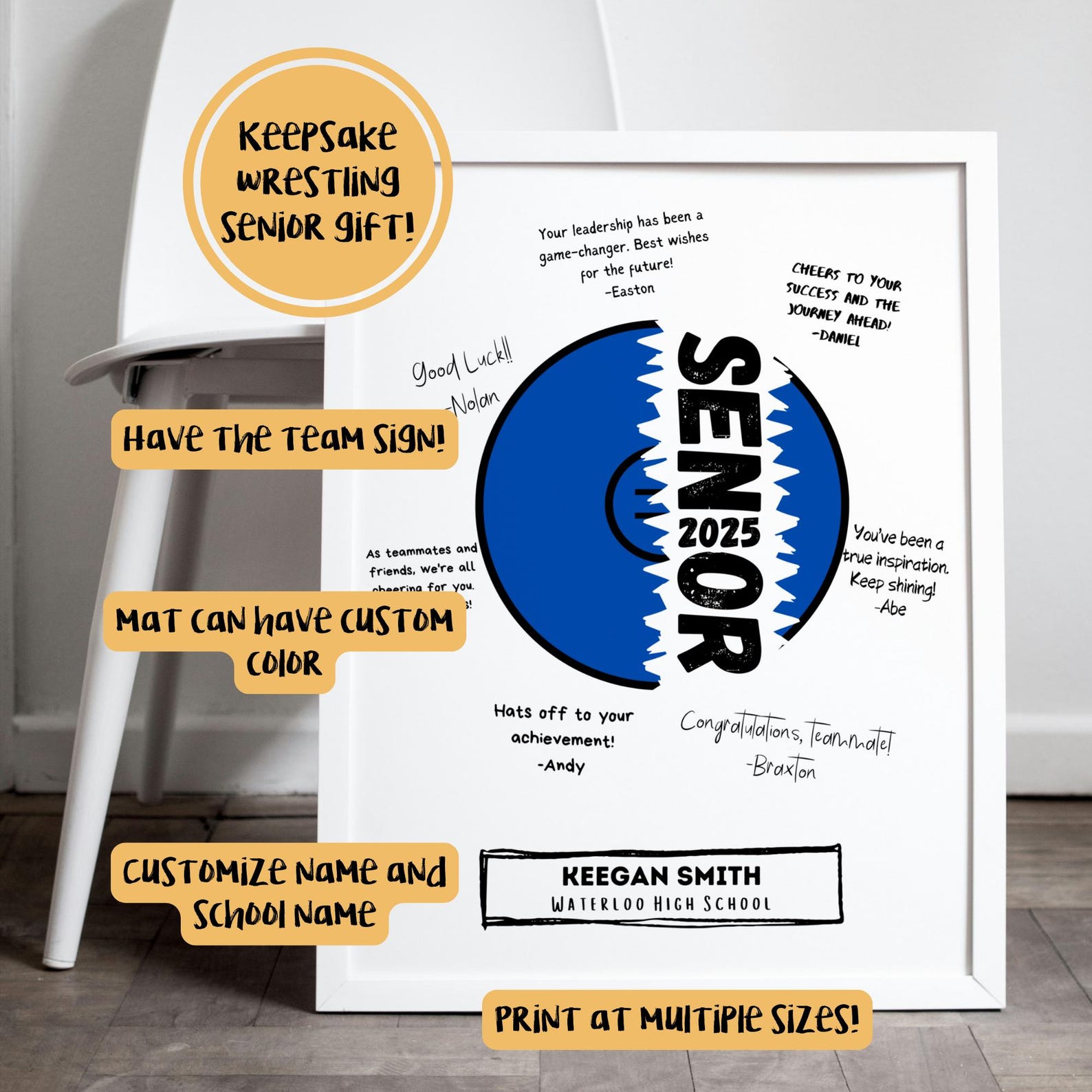 Custom Printable Senior Gift Wrestling Poster for Signatures | End of ...