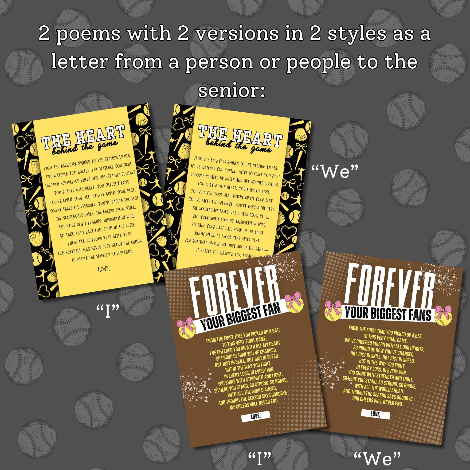 Printable Softball Senior Night Gift Poems, Senior Night Letters From ...