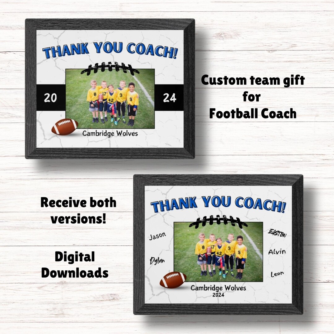 Custom Personalized Team Photo Gift for Football Coach, Team Signature ...
