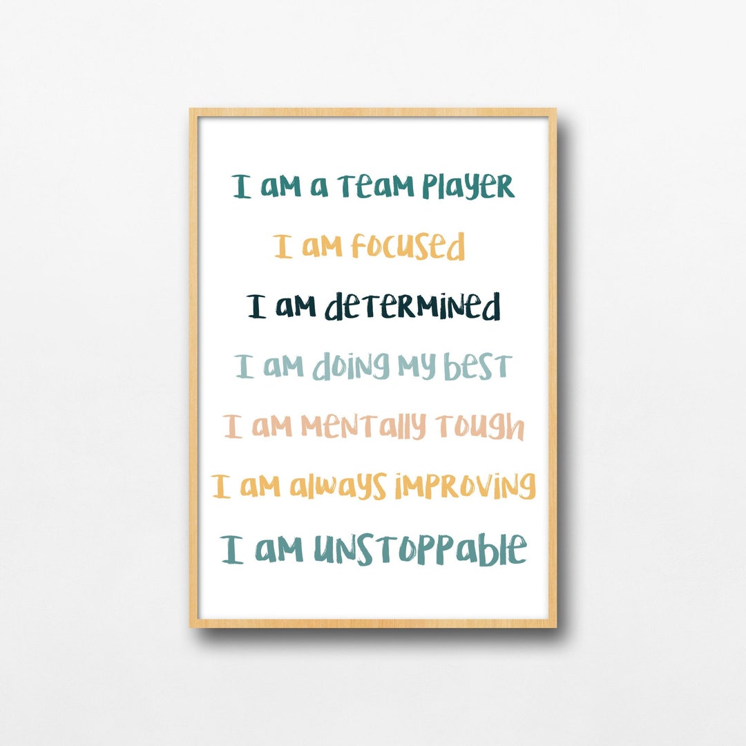 Athlete Affirmation Digital Printable Art, Growth Mindset, Sports ...