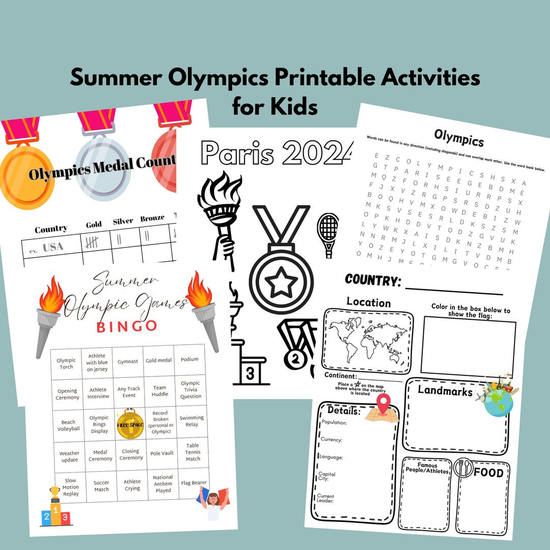 Summer Olympics Printable Activity Sheets for Kids, 2024 Paris Olympics ...