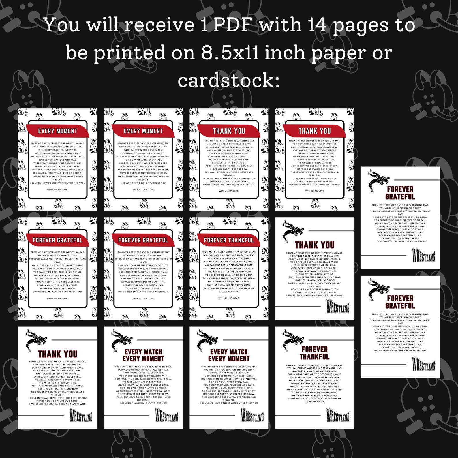 Printable Senior Night Wrestler Thank You Poems Gift to Parents ...