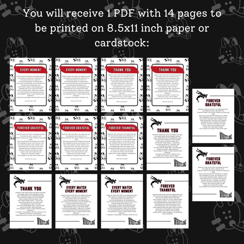 Printable Senior Night Wrestler Thank You Poems Gift to Parents ...