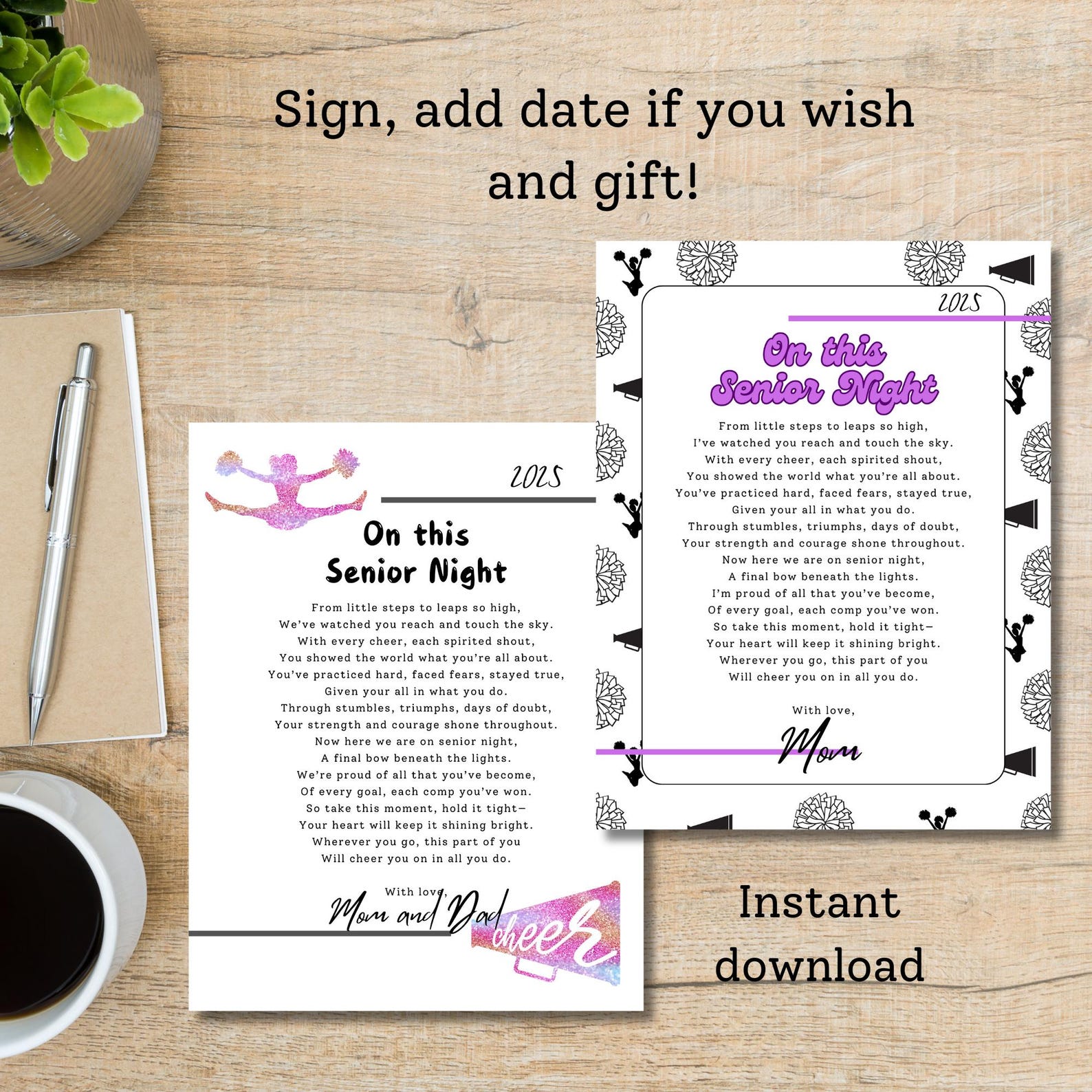 Cheer, Poms Senior Night Gift Poem, Senior Night Letter From Mom Dad ...