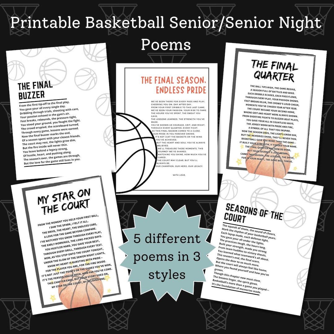 Printable Basketball Senior Night Gift Poems, Senior Night Letters From ...