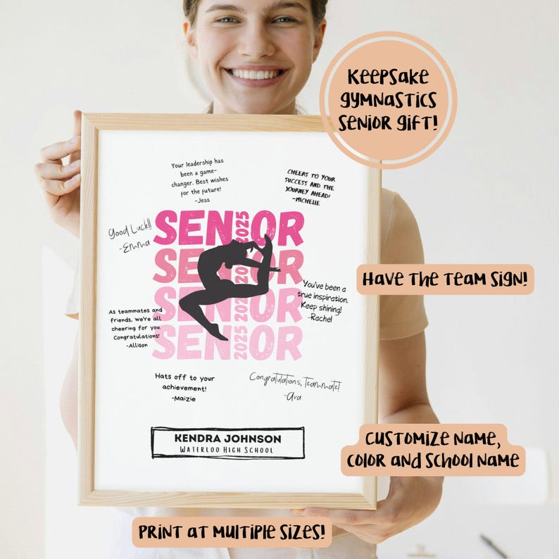 Custom Printable Senior Gift Gymnastics Poster for Signatures End of ...
