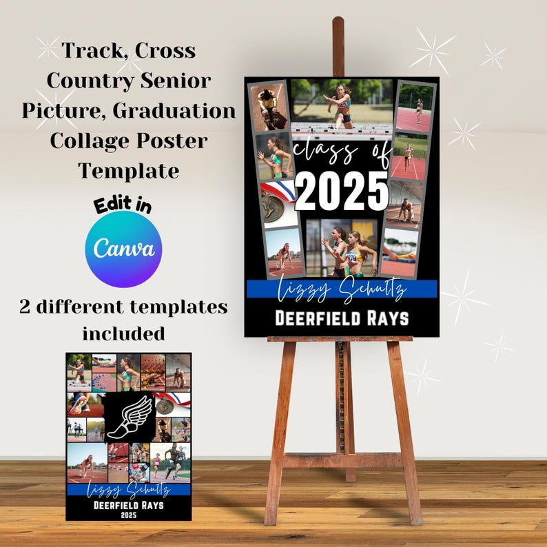Track, Cross Country Photo Collage Poster Canva Template, Senior Night ...