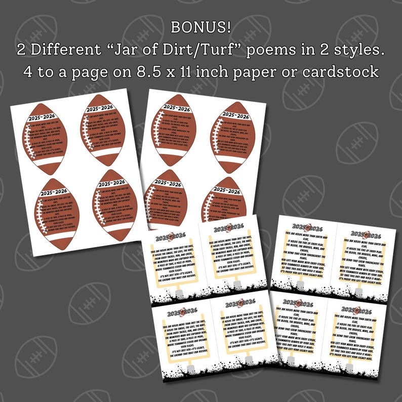 Printable Football Senior Night Gift Poems, Senior Night Letter From ...