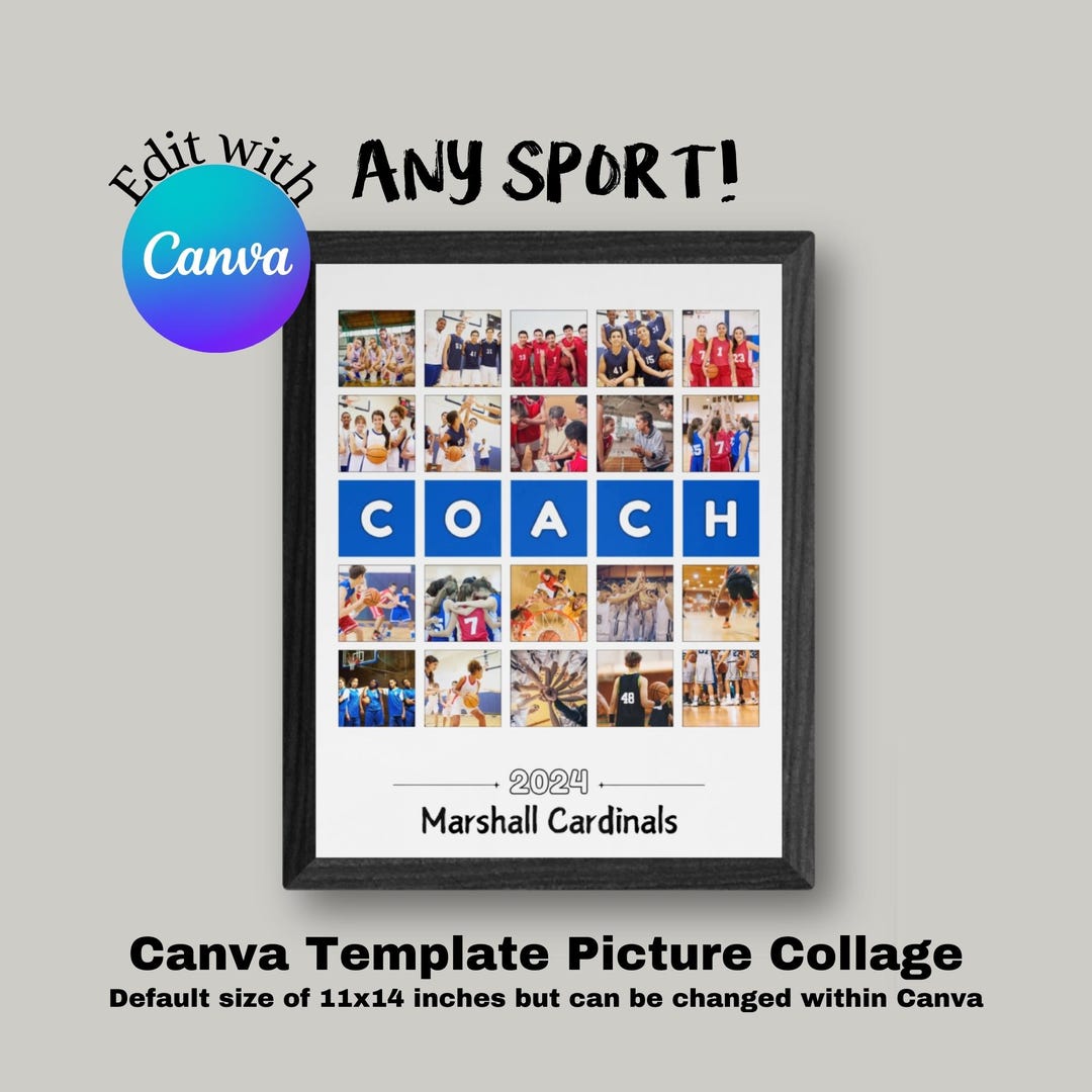 Custom Printable Photo Collage Canva Template for Coach Gift, Picture ...