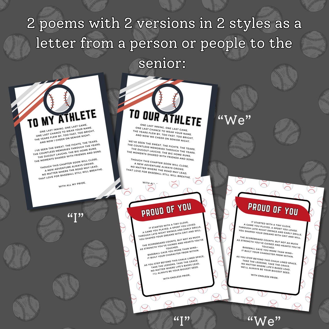 Printable Baseball Senior Night Gift Poems, Senior Night Letters From ...
