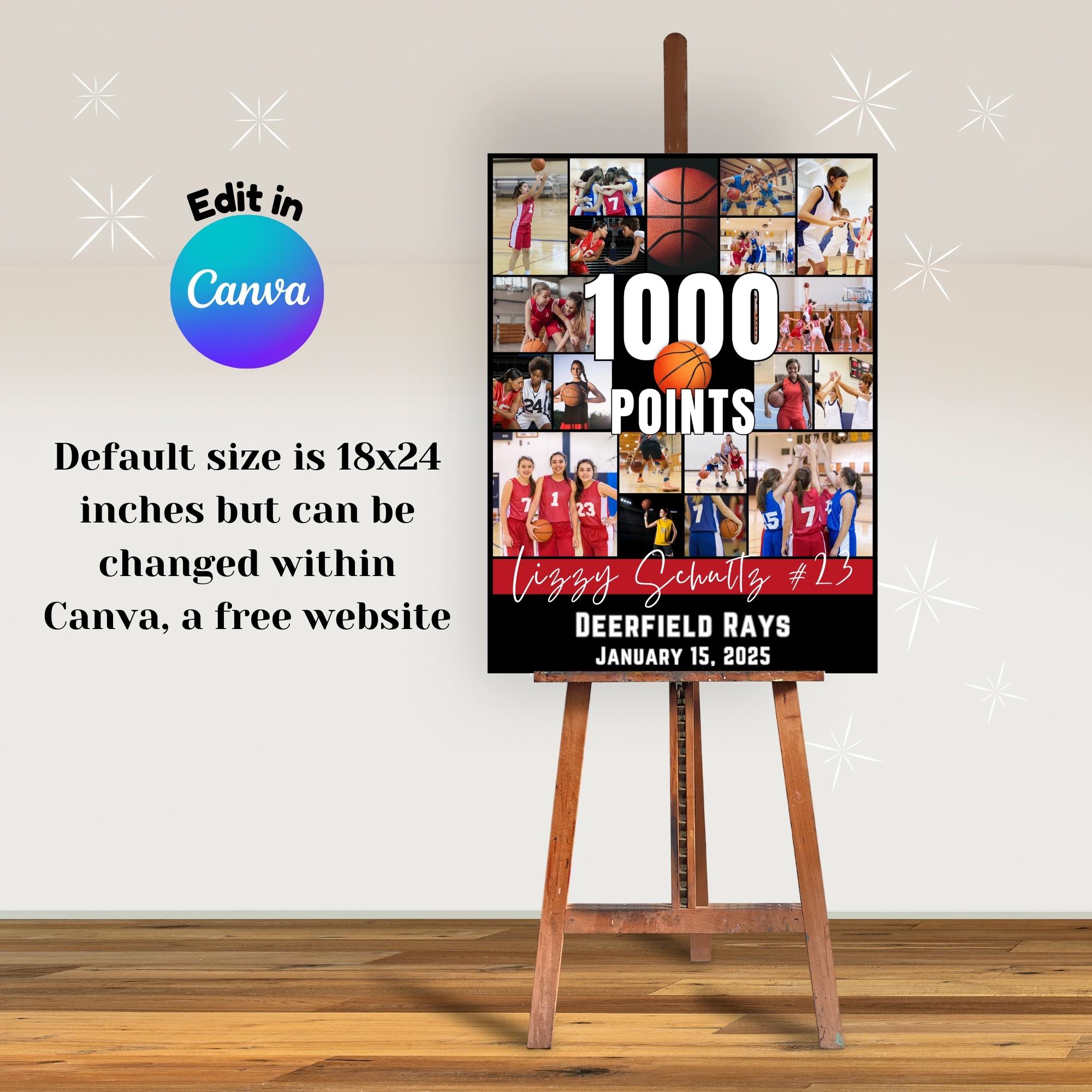 Basketball Player 1000 Points Milestone Photo Collage Canva Template ...