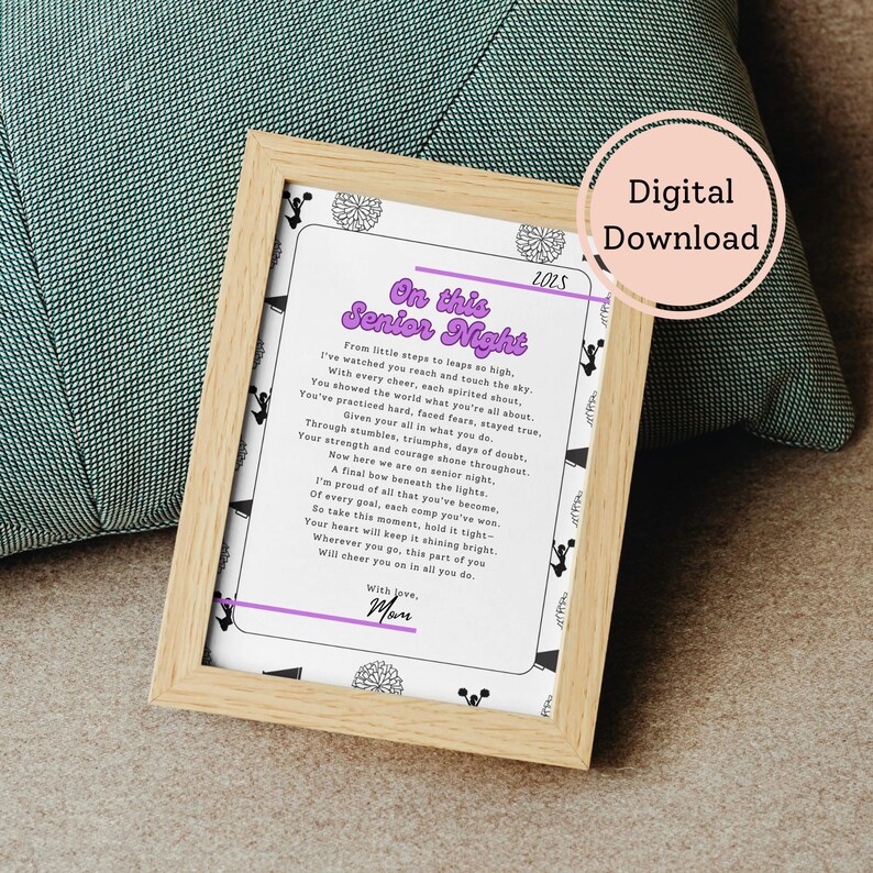 Cheer, Poms Senior Night Gift Poem, Senior Night Letter From Mom Dad ...