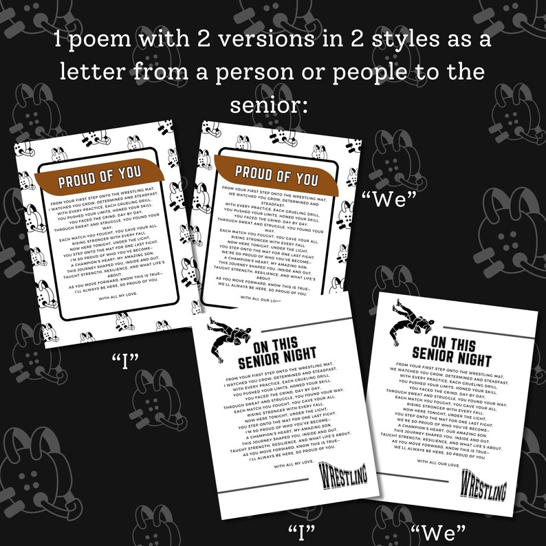 Printable Wrestler Senior Night Gift Poems, Senior Night Letters From ...