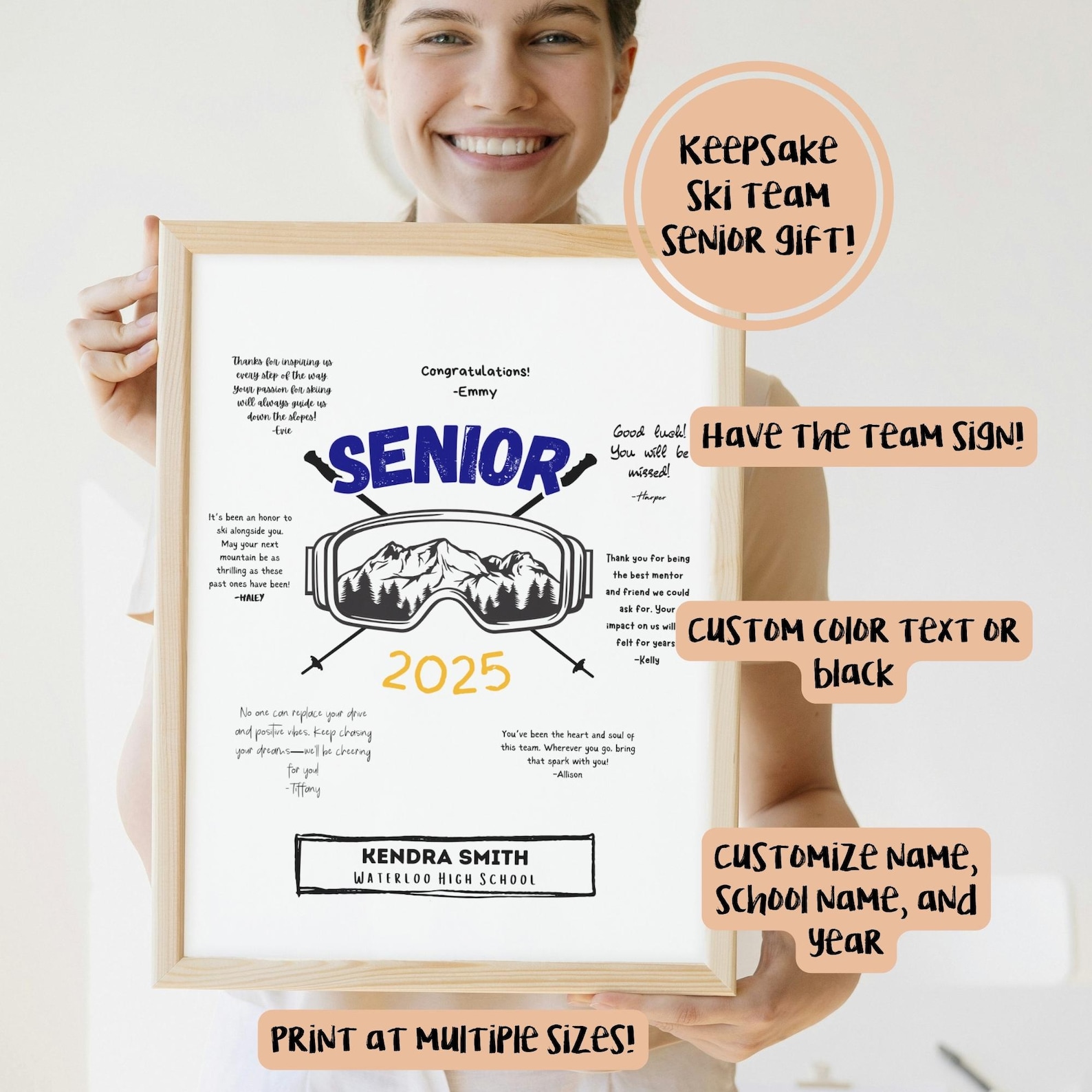 Custom Printable Senior Gift Ski Team Poster for Signatures | End of ...