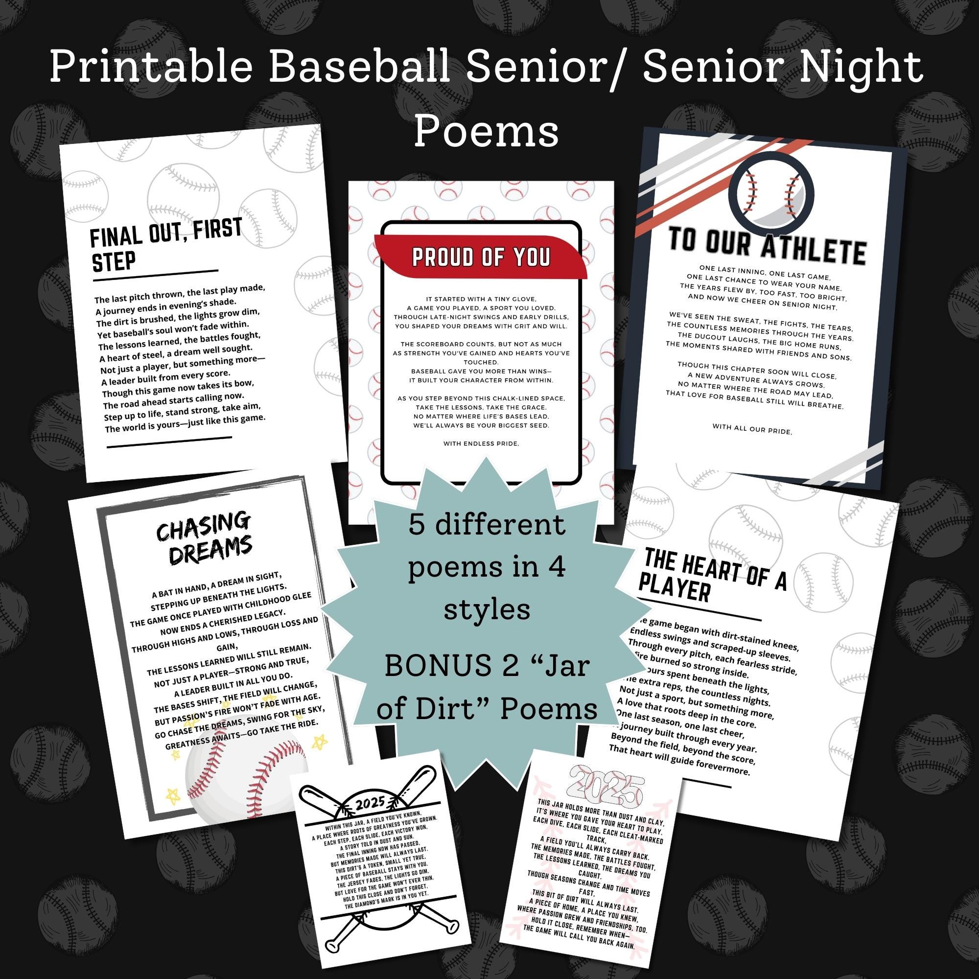 Printable Baseball Senior Night Gift Poems, Senior Night Letters From ...