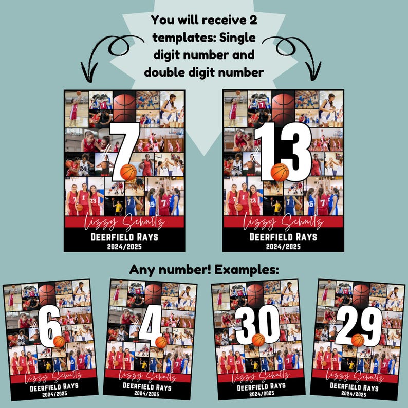 Basketball Player Number Photo Collage Poster Canva Template, Senior ...
