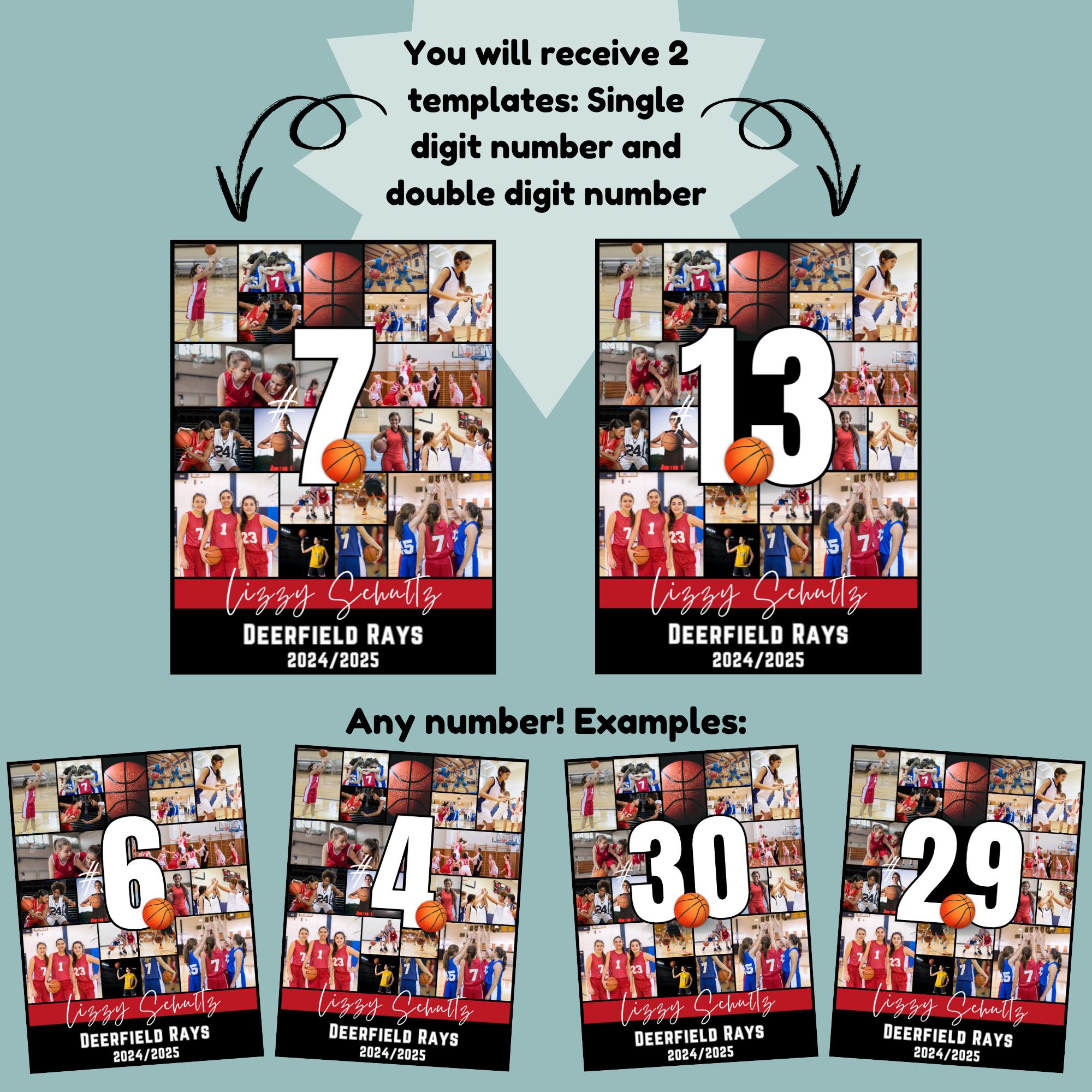 Basketball Player Number Photo Collage Poster Canva Template, Senior ...