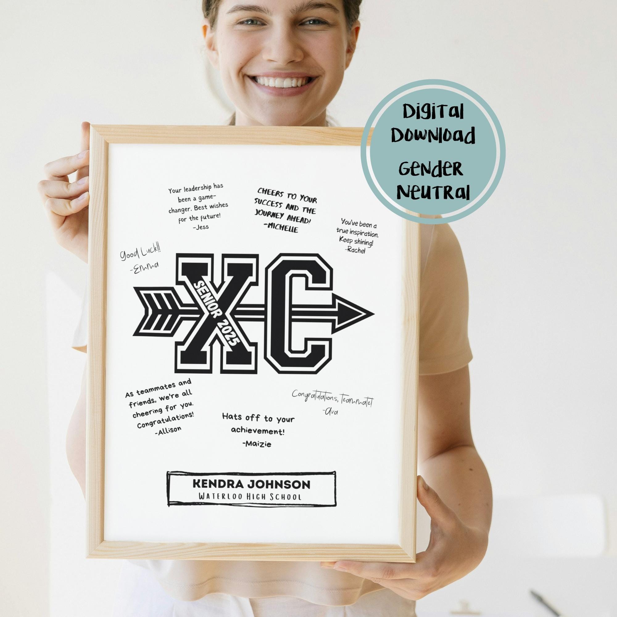 Custom Printable Senior Gift Cross Country Poster for Signatures End of ...