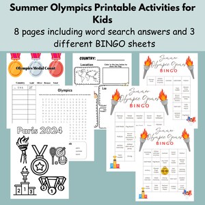 Summer Olympics Printable Activity Sheets for Kids, 2024 Paris Olympics ...