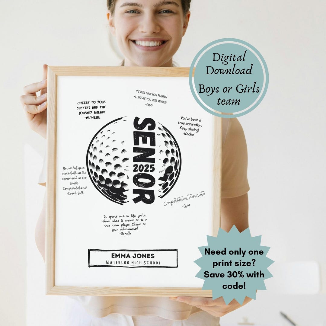 Custom Printable Senior Gift Golf Poster for Signatures | End of Season ...
