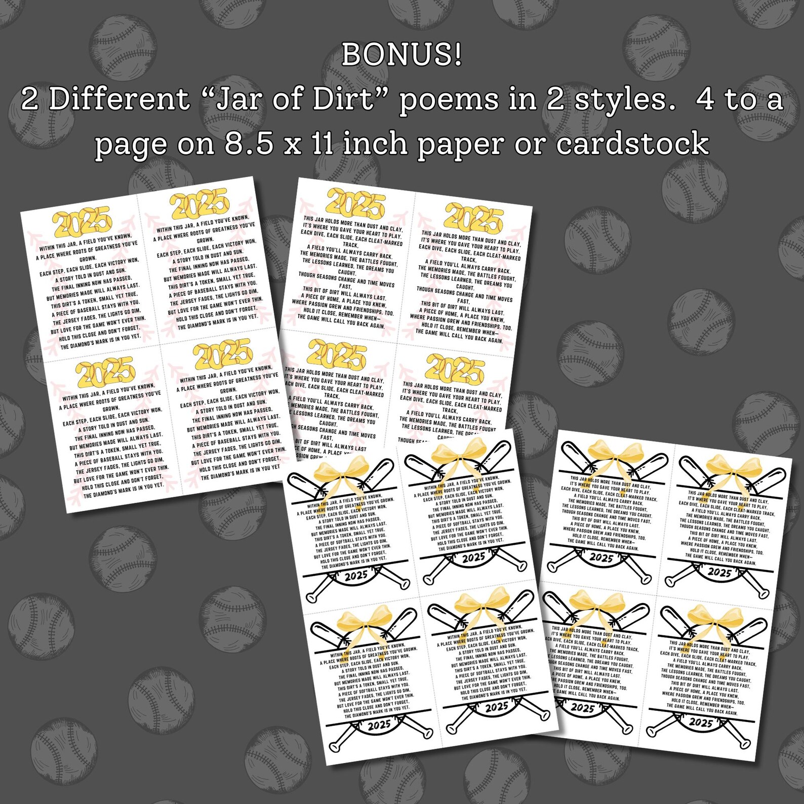 Printable Softball Senior Night Gift Poems, Senior Night Letters From ...