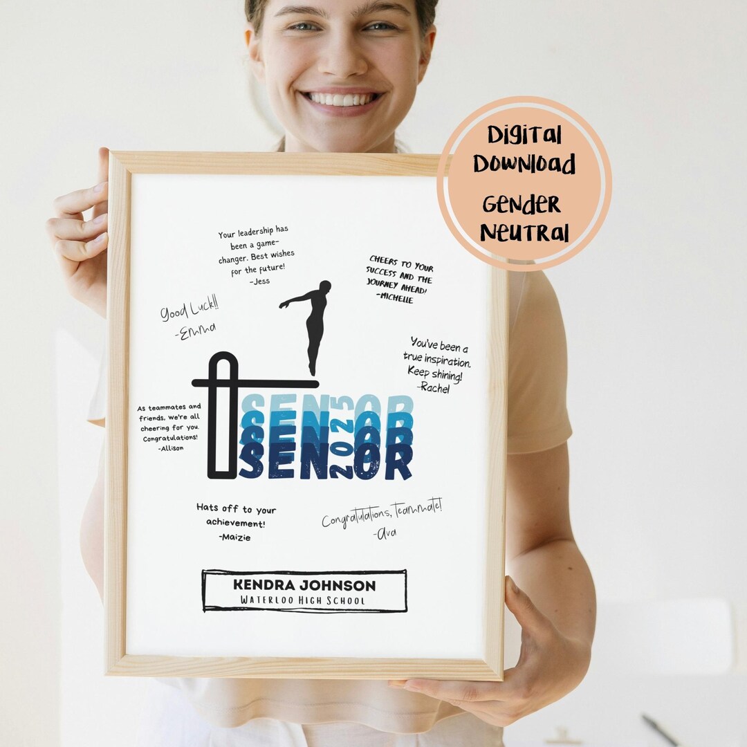 Custom Printable Senior Gift Dive Swim Team Poster for Signatures | End ...