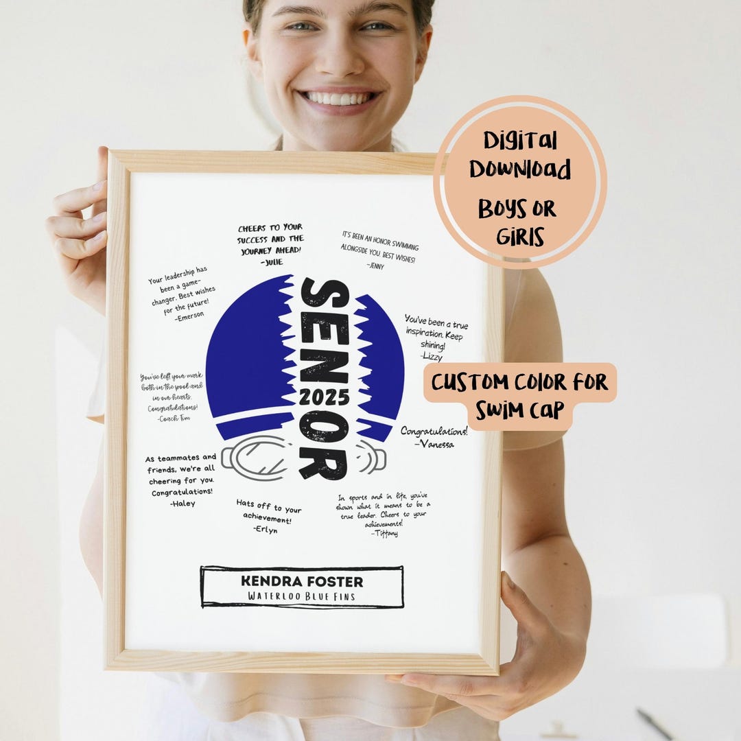 Custom Printable Senior Gift Swim Team Poster for Signatures | End of ...