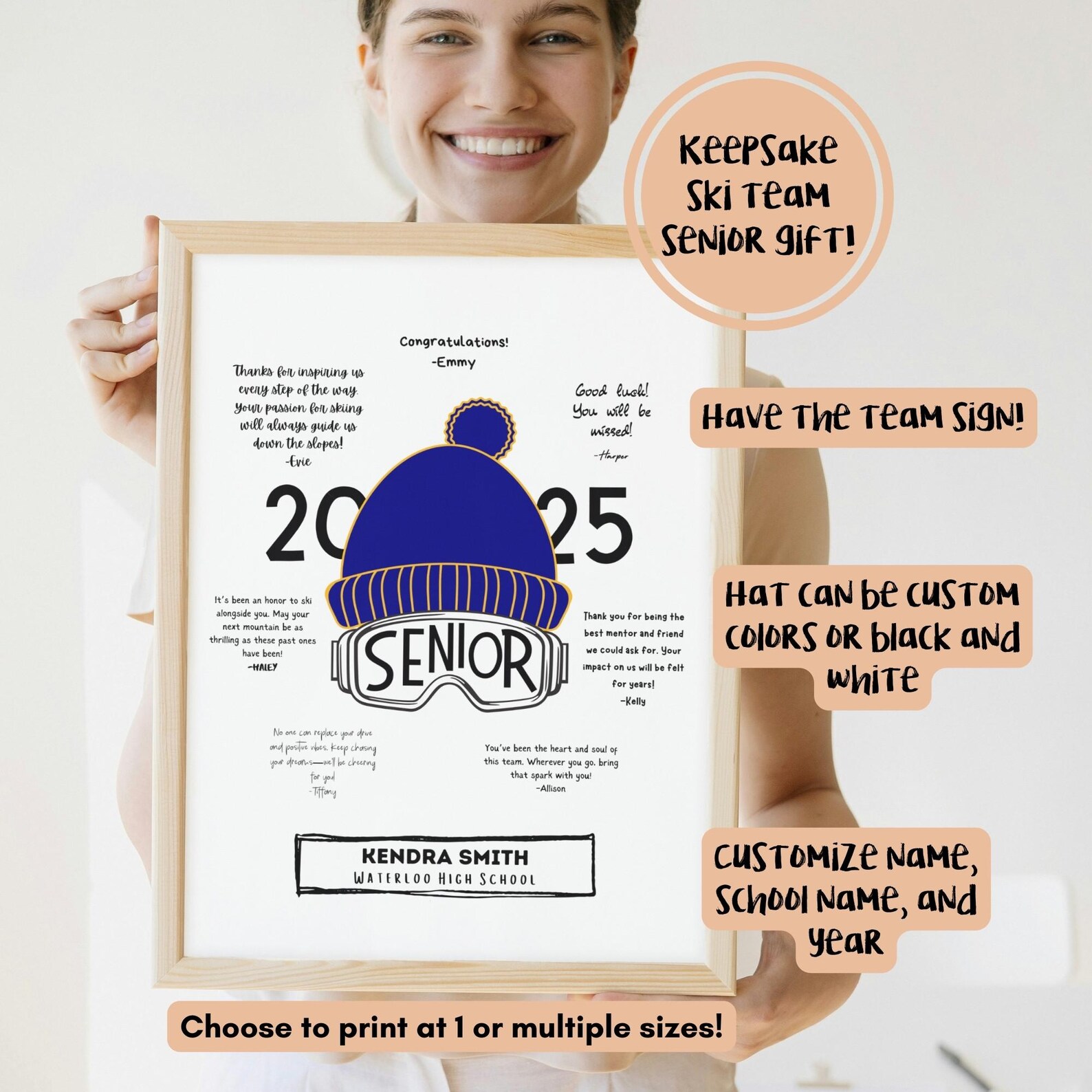Ski Team Senior Night Printable Poster, Personalized Skiing Senior ...