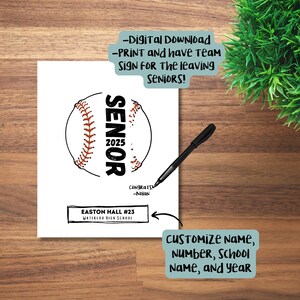 Custom Printable Senior Gift Baseball Poster for Signatures | End of ...